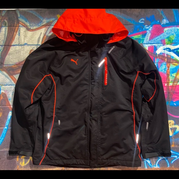 Puma | Jackets & Coats | Puma Black And Orange Mens Jacket | Poshmark
